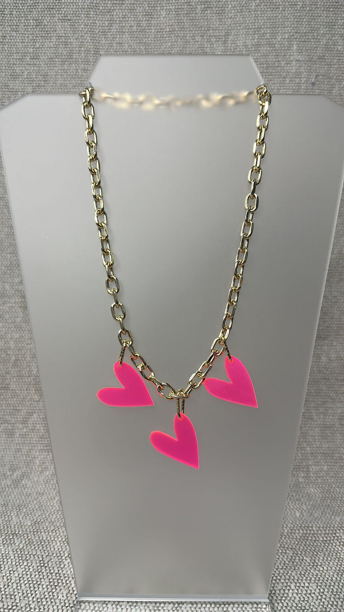 Hearts neon pink chain – Prendas Creativas